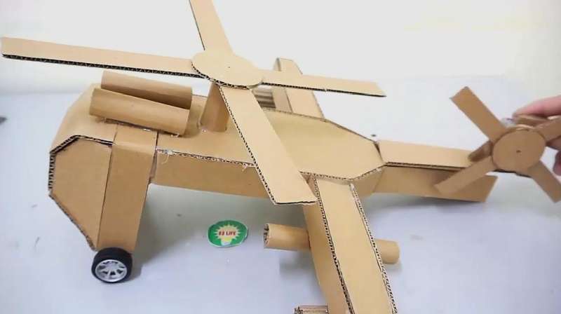 手工DIY创意:纸壳制作直升机模型,设计者真是太有才了