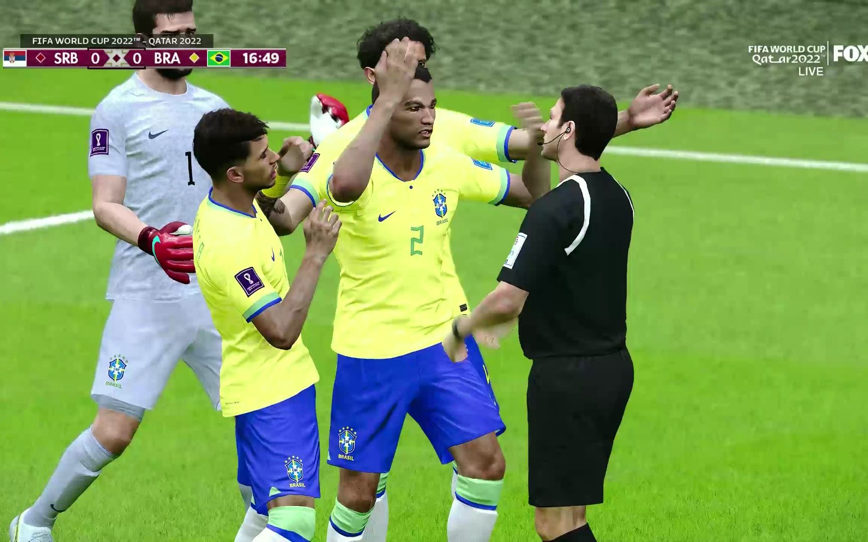 2022卡塔尔世界杯回顾2K小组赛巴西VS塞尔维亚2:0内马尔独木难支