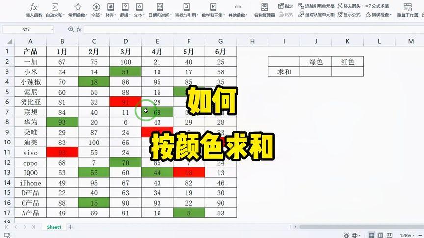 如何按单元格颜色进行一个计算呢,用定义名称真的太快捷了吧