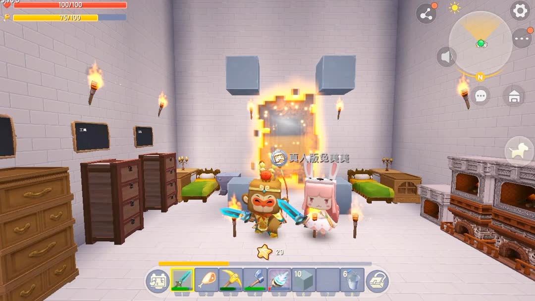 迷你世界带妹生存10:半仙制作可以产钻的农场,兔美美被忽悠惨喽