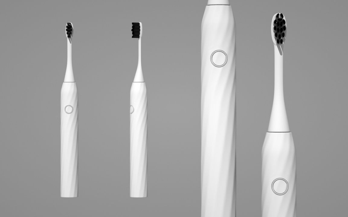 C4D 电动牙刷 螺旋挖洞-重构网格 建模