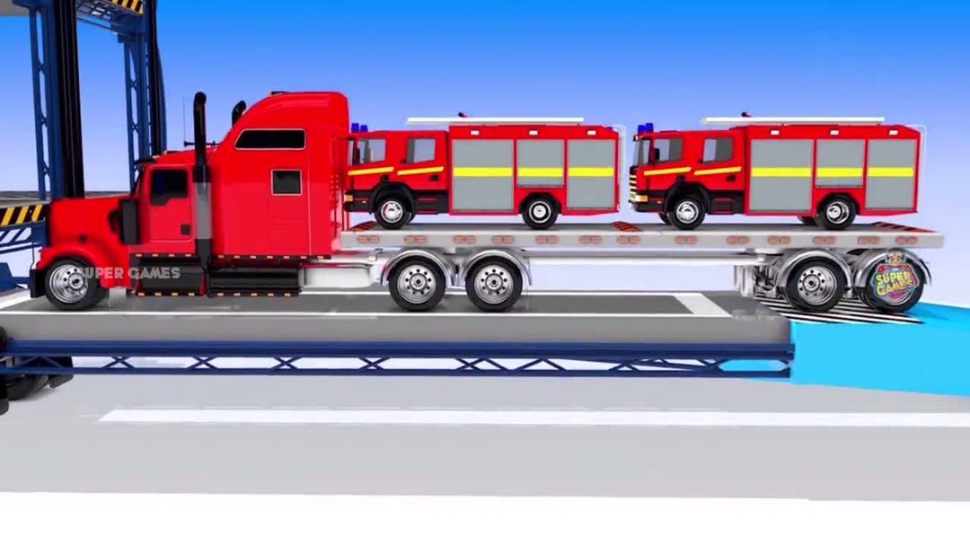 儿童益智卡通动画系列:超级巨型汽车托运大卡车来啦