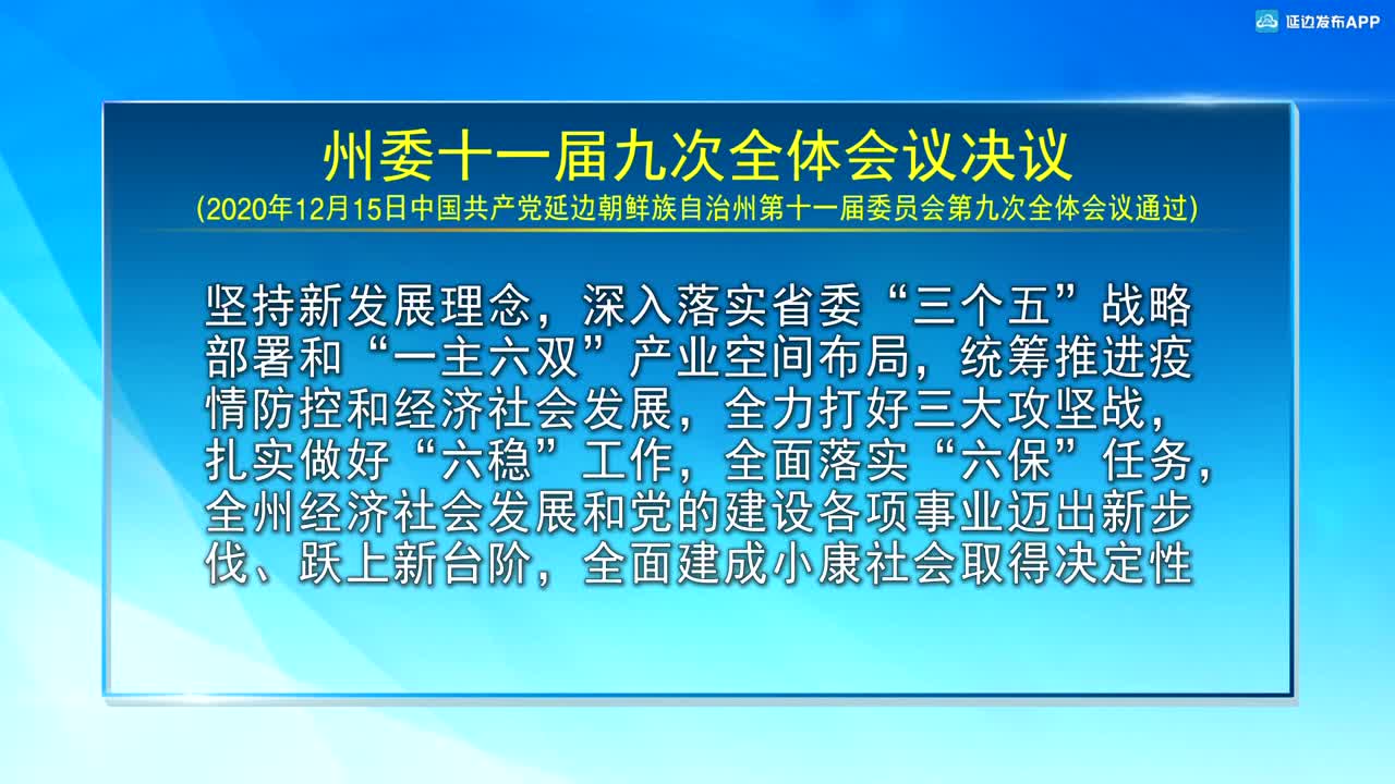 州委十一届九次全体会议决议