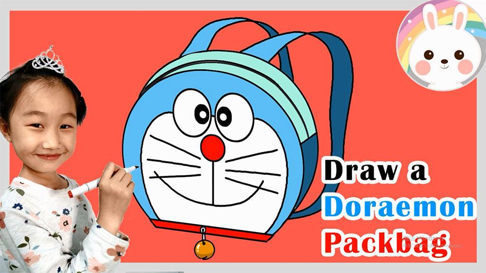 如何画一只书包 哆啦A梦书包怎么画 酷兔白萌画原创