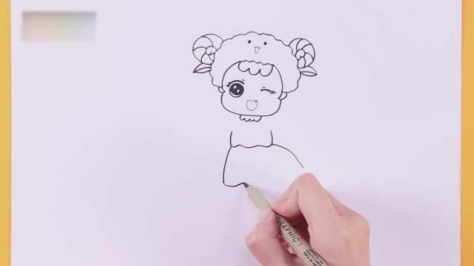 十二星座简笔画!小葩教你如何画生动的白羊座娃娃