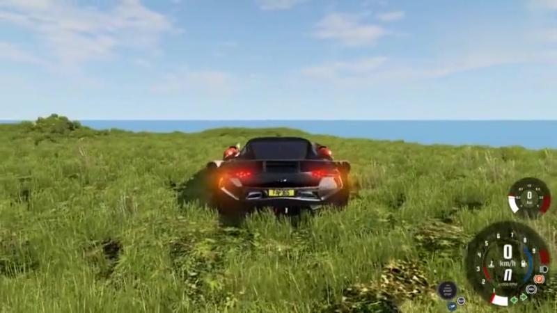 小林解说 车祸模拟器 超级跑车挑战悬崖,结果竟然上天了!