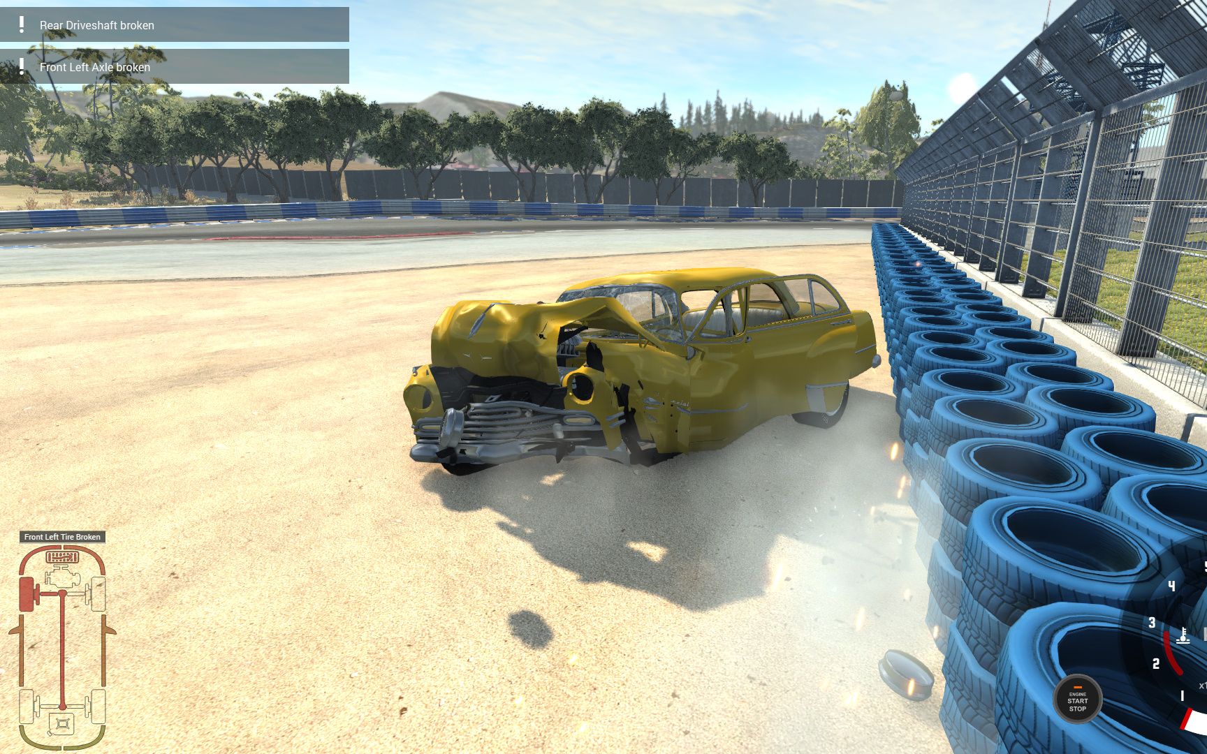 车祸模拟器:装有V8引擎的老爷车动力真猛,赛道上刚起步就撞!