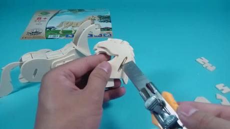 「酷玩之家」木质立体拼图马模型视频教程 3D立体拼图模型马积木...