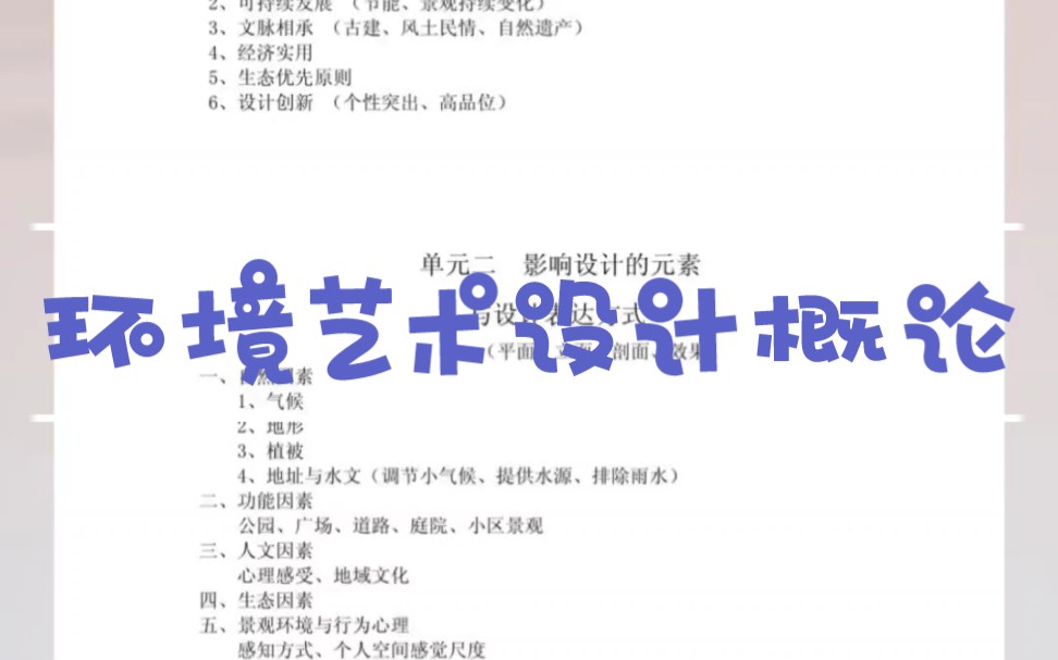 学生必看!专业课《环境艺术设计概论》题库+知识点。