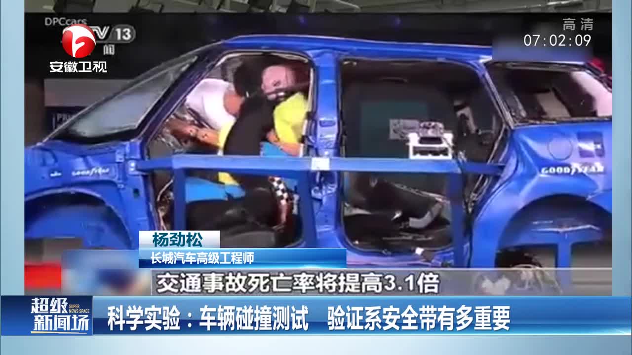 科学实验:车辆碰撞测试 验证系安全带有多重要