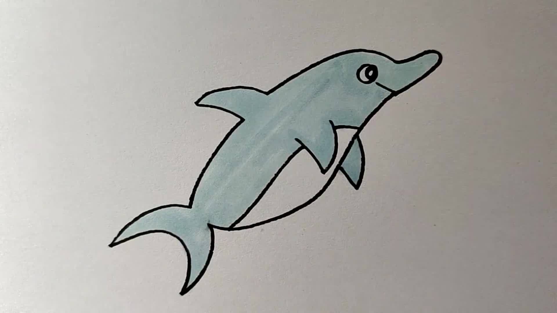 用数字7画可爱的海豚,亲子简笔画教学!