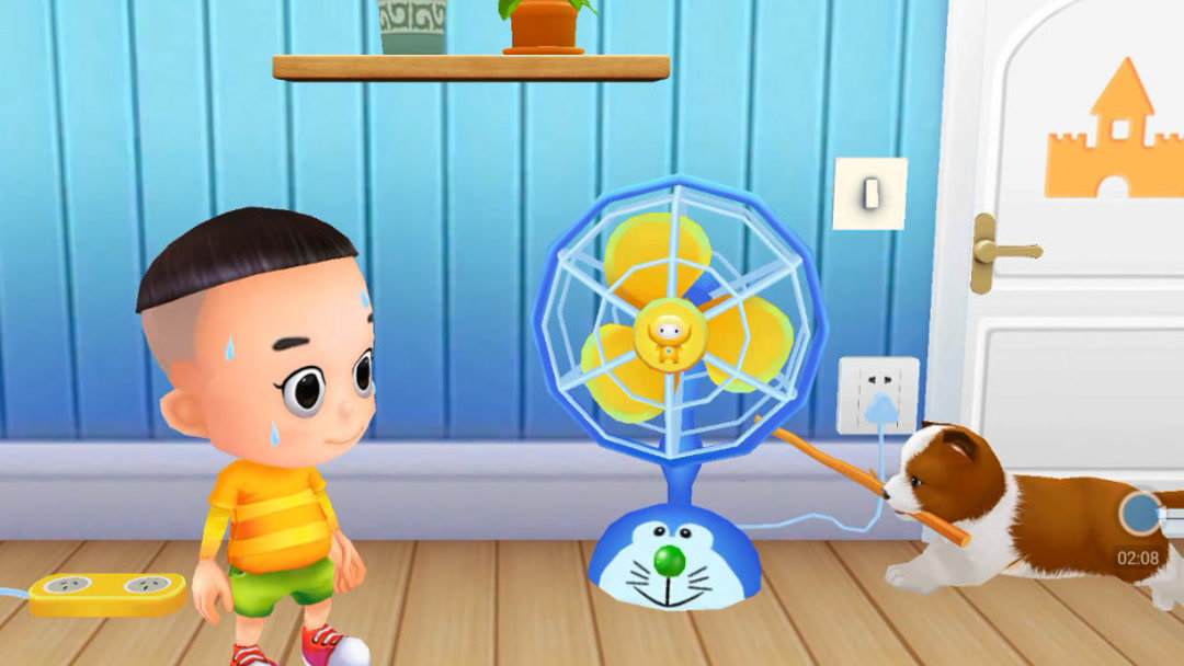 【团团】大头儿子居家安全认知:会打人的电风扇游戏