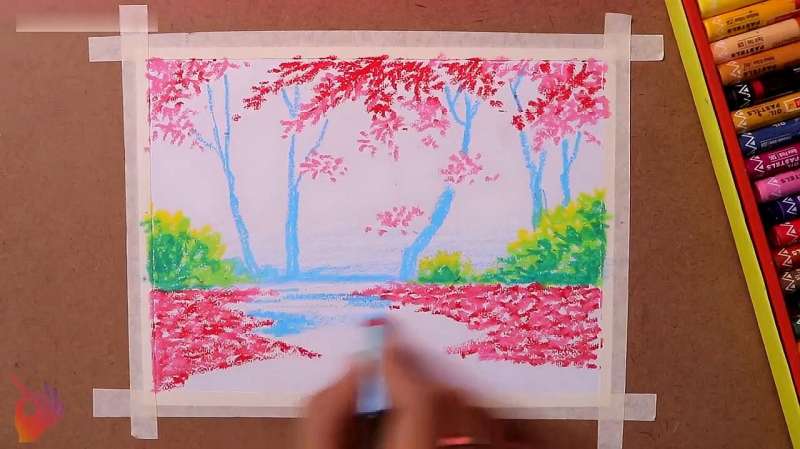 油画棒画美丽的风景画