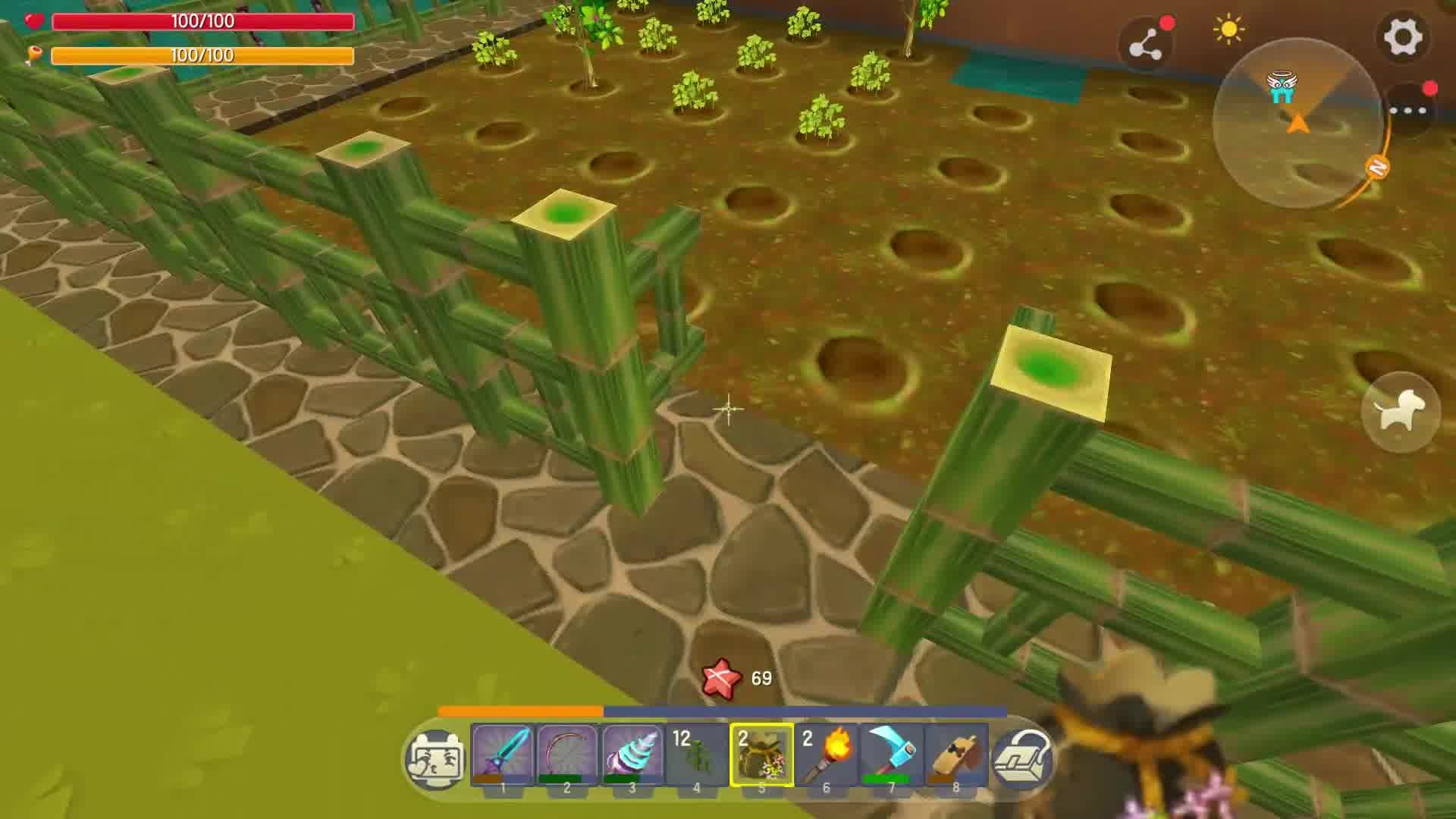 迷你世界极限生存67:用玻璃灯和竹围栏装饰花园