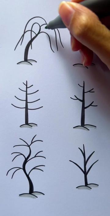 6种画树的方法,你喜欢哪一种儿童简笔画教程一起学画画