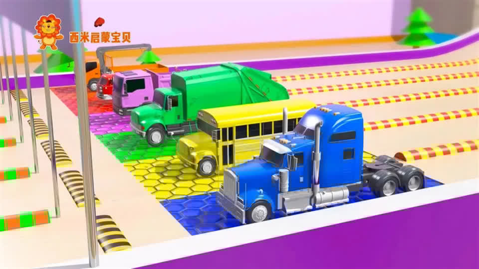 工程车动画小汽车们在参加赛车比赛,你都认识他们吗?