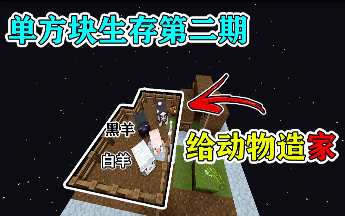 我的世界:给动物们建立一个小窝 终于解决了拥挤问题 单方块第二期