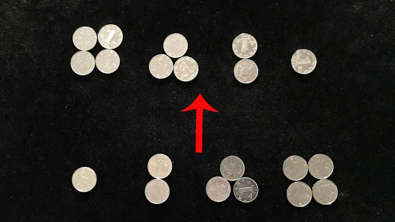 只移动一枚硬币,如何才能让1234的顺序倒转过来?方法真的很简单