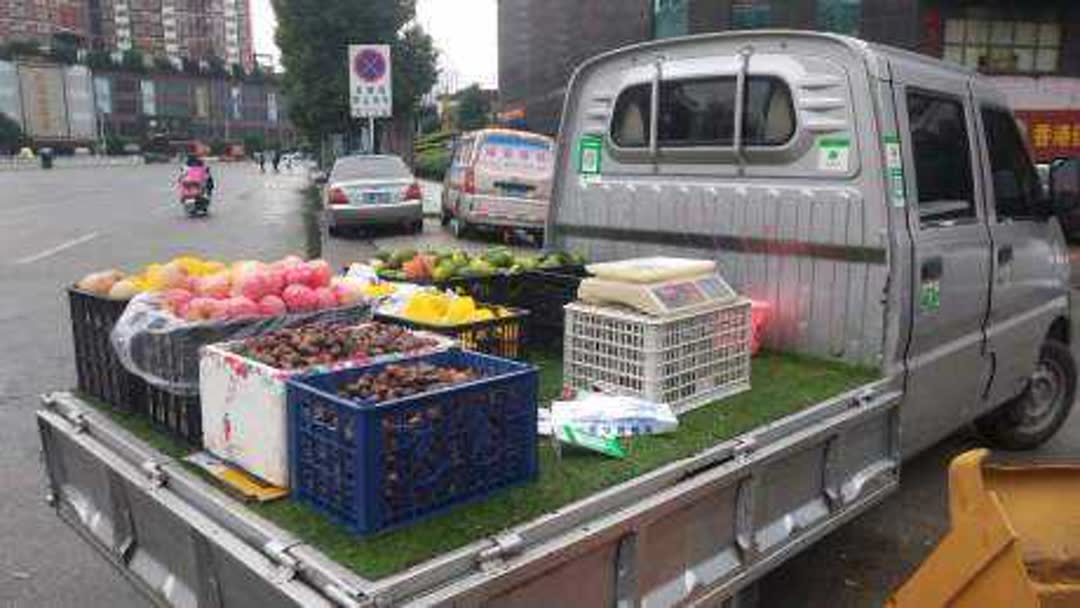 这种小货车摆摊卖水果到底是平板车好还是加装雨棚的要好一点呢?