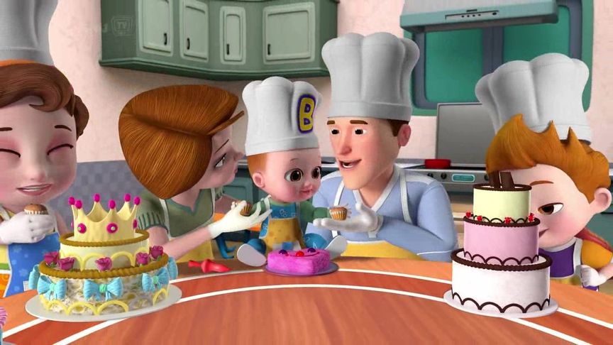 英文益智早教动画,小宝贝也做了一个美味的蛋糕