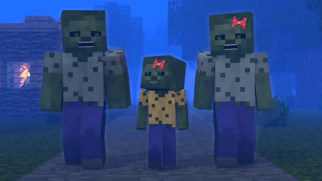 我的世界之爸爸妈妈来接小僵尸回家啦