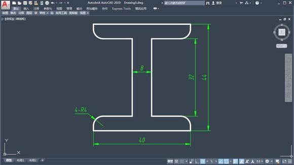 在CAD中如何绘制这种工字型板件 主要掌握矩形、圆角、镜像等工具