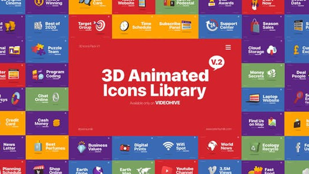 AE模板-3D动态图标视频模板