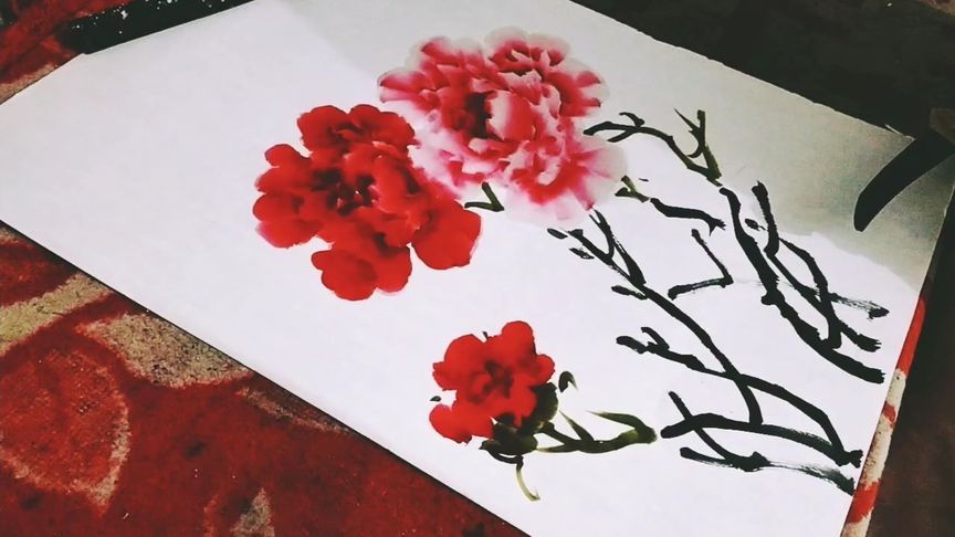 写意国画牡丹的画法,看白老师牡丹画法初给教程怎样画牡丹叶子…