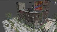 unity3d游戏场景 废弃破旧的现代都是大型水泥建筑