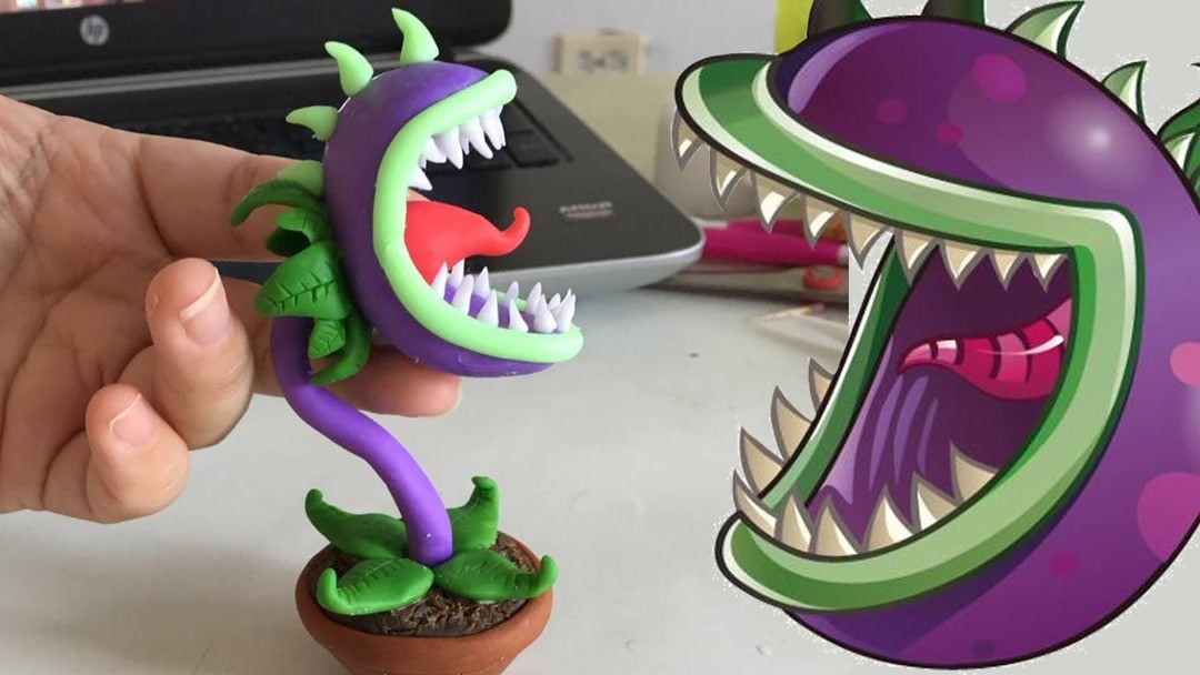 橡皮泥制作游戏植物大战僵尸食人花 1