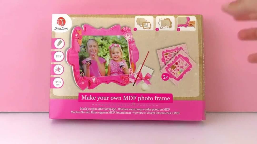 DIY手工制作可爱相框粉色木质装饰 套装开箱展示你喜欢吗?