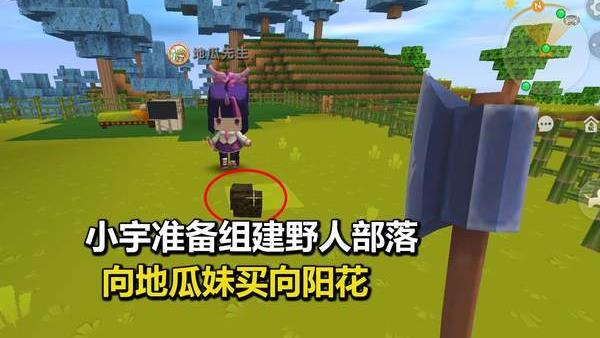 迷你世界海上生存11:小宇准备组建野人部落!向地瓜妹买向阳花