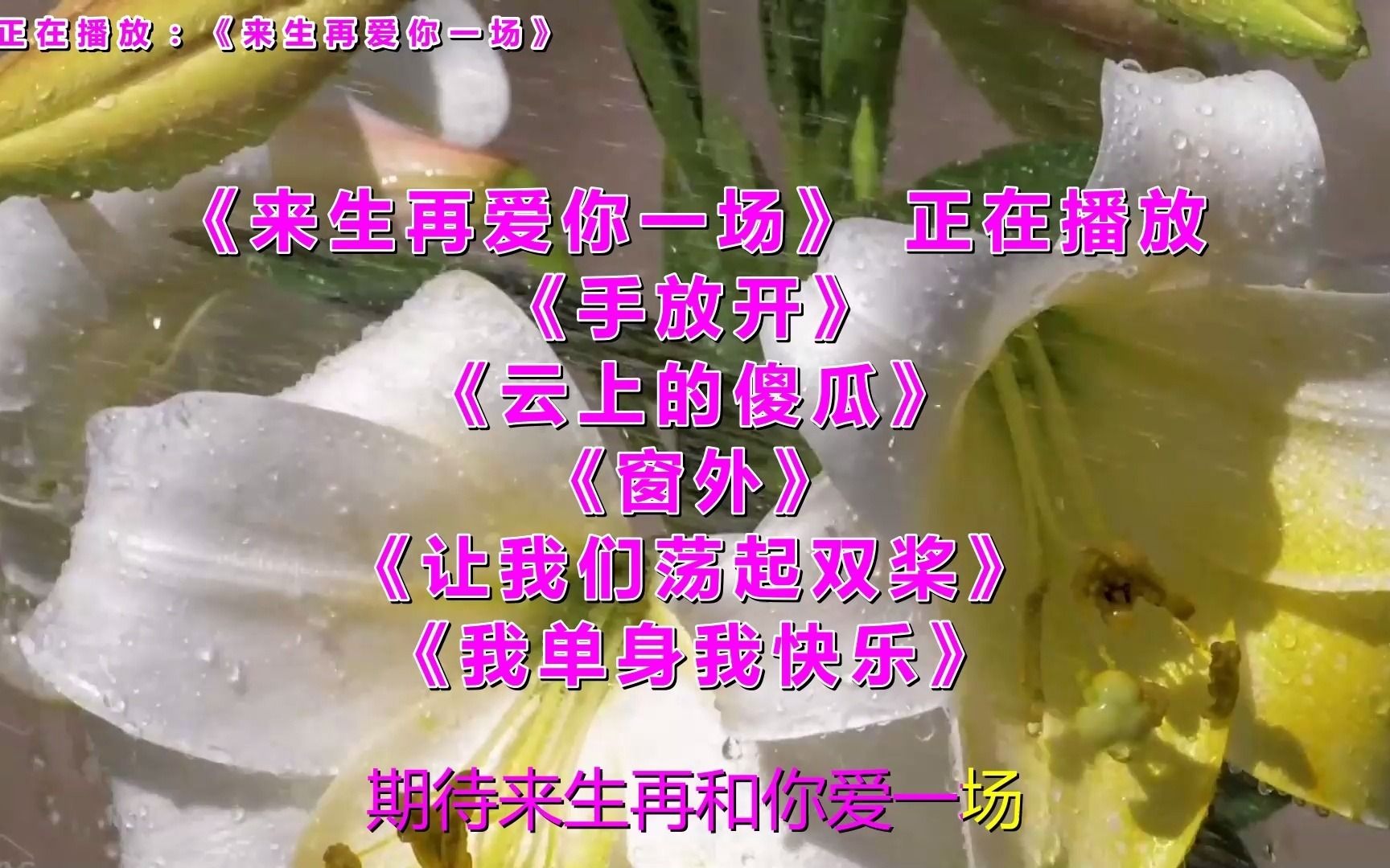 ...《手放开》《云上的傻瓜》《窗外》《让我们荡起双桨》《我单身我...