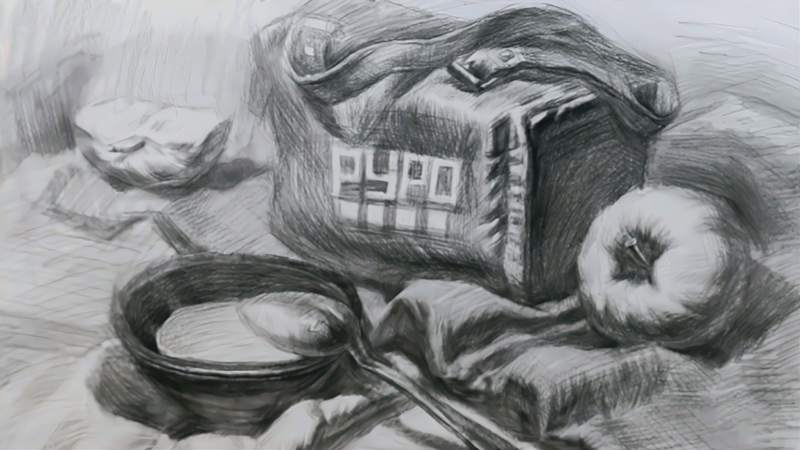 素描静物教学视频,过程2