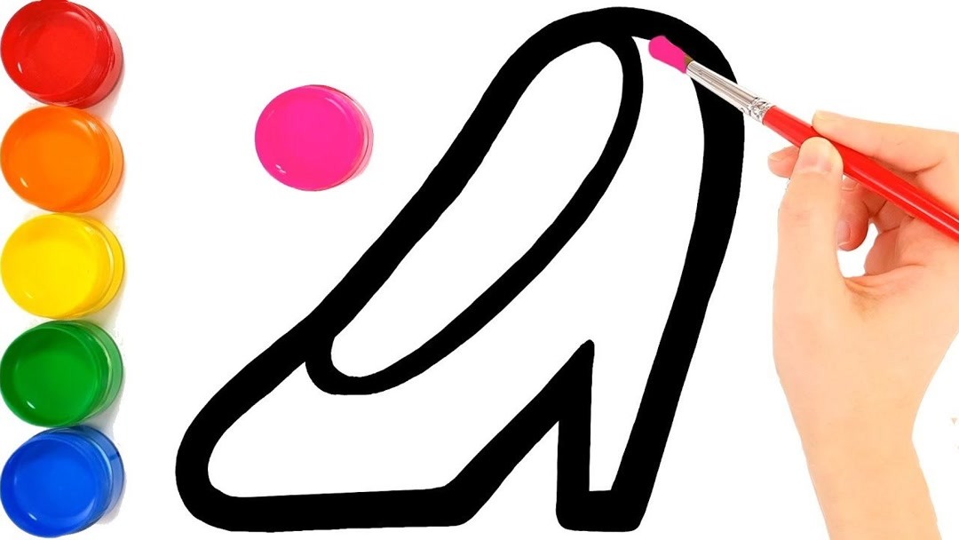 简笔画画高跟鞋公主裙和皇冠等,边涂色边学习颜色,绘画教程