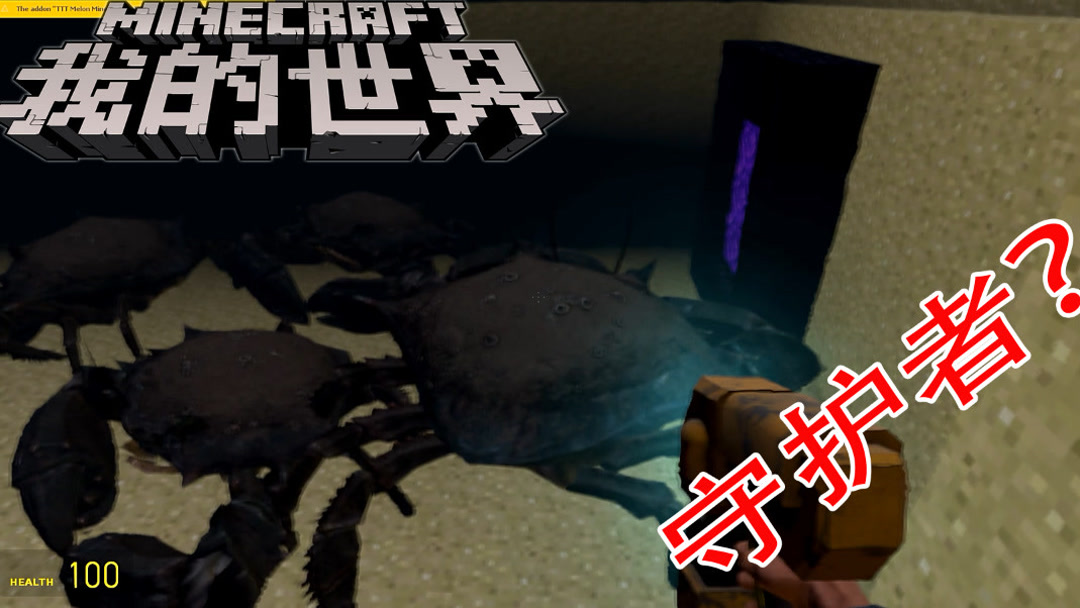 我的世界:没想到水里面竟然有螃蟹在看守传送门 吓我一跳