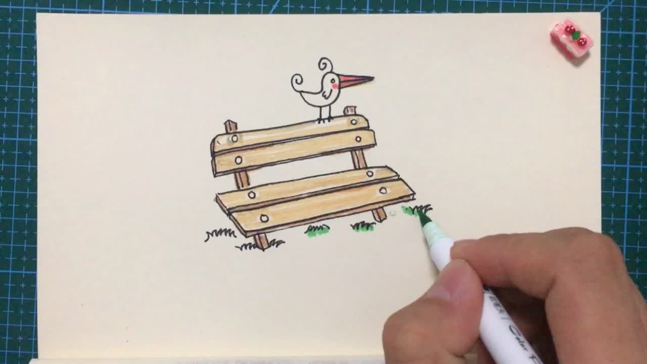 简笔画公园休闲椅的画法,记得收藏哦