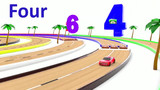 亲子早教动画 小汽车在魔术赛道上比赛,看谁撞到的数字多!趣味学颜色!
