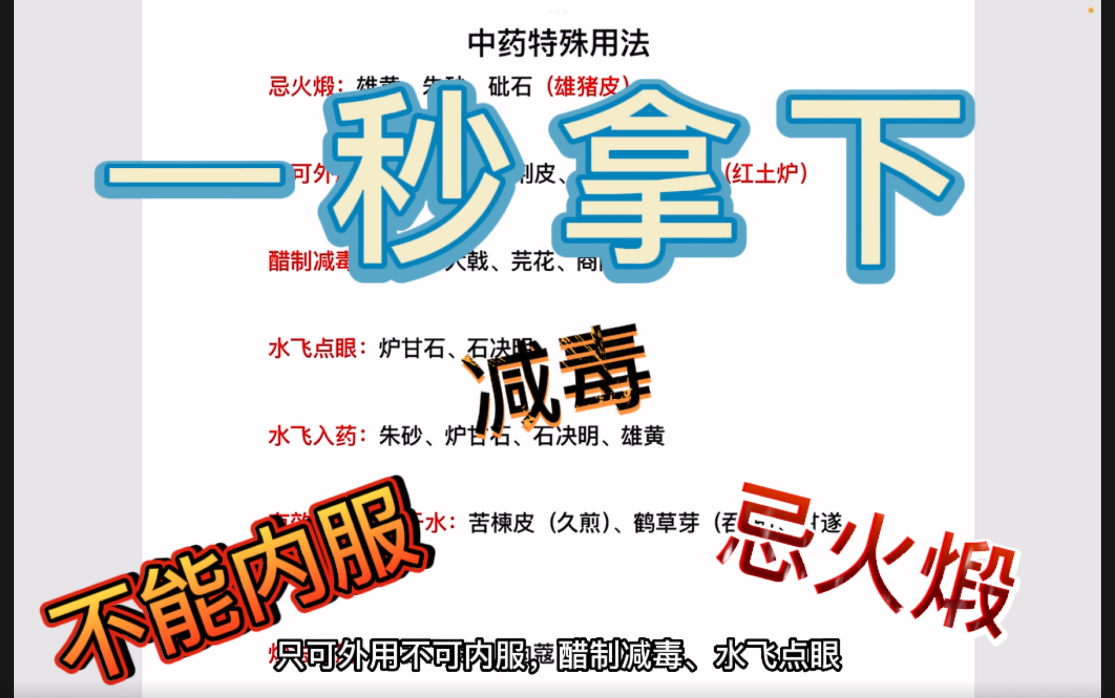 23中医考研—中药知识点快速梳理之特殊用法