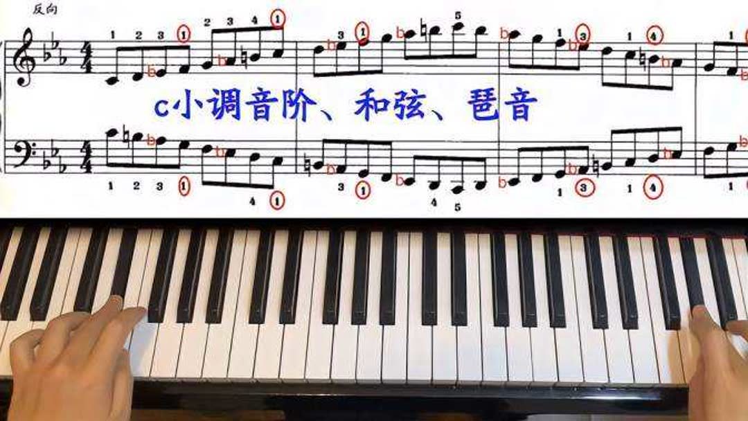 钢琴基础练习:c小调音阶、和弦、琶音,bE大调关系小调难弹吗?