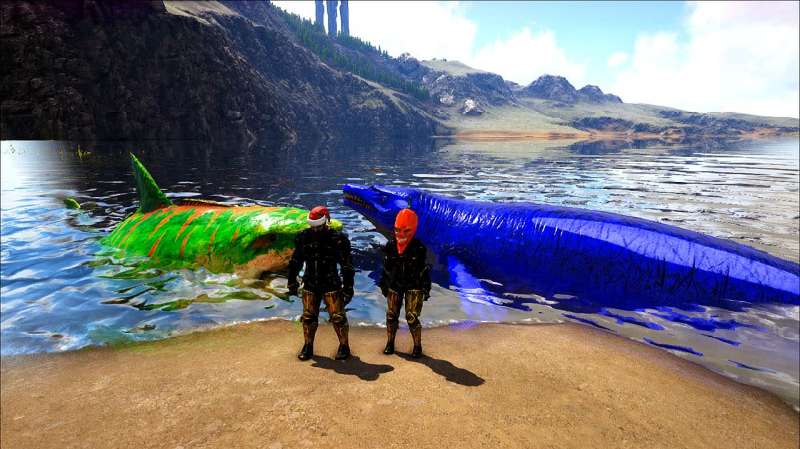 方舟生存进化:恐龙扮演巨齿鲨挑战龙王鲸,燃烧姐二连败