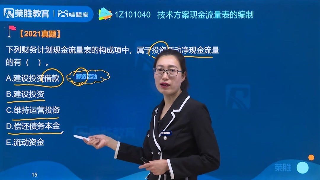 1Z101040 技术方案现金流量表的编制