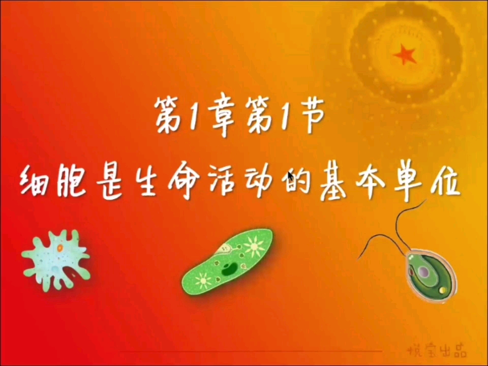 高中生物必修一 第1章第1节:细胞是生命活动的基本单位