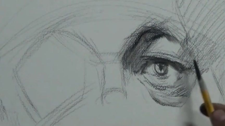 素描眼部结构画法示范 炭笔表现 手法粗狂