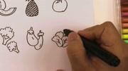 小猪佩奇儿童简笔画,生活中常见的水果和蔬菜,快来画一画学一学