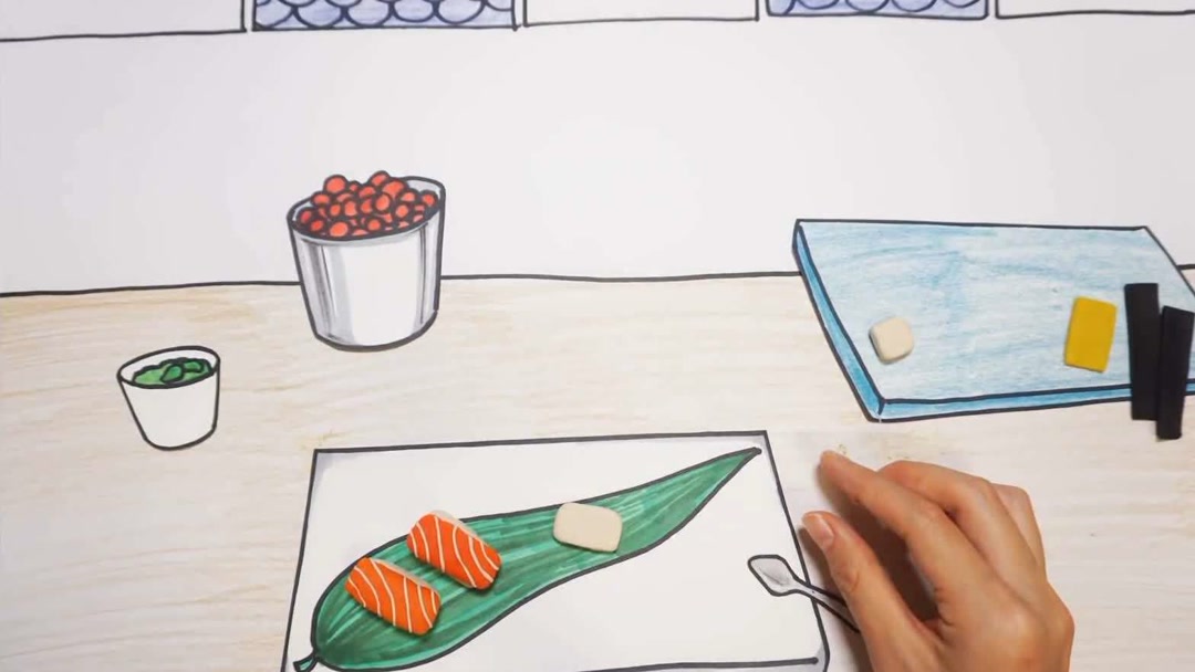 定格动画-创意手绘 给自己做一次美味的寿司