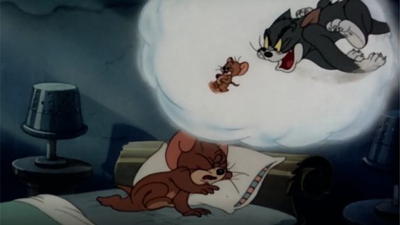 猫和老鼠:睡个觉容易吗,做梦都被老鼠追,太累了