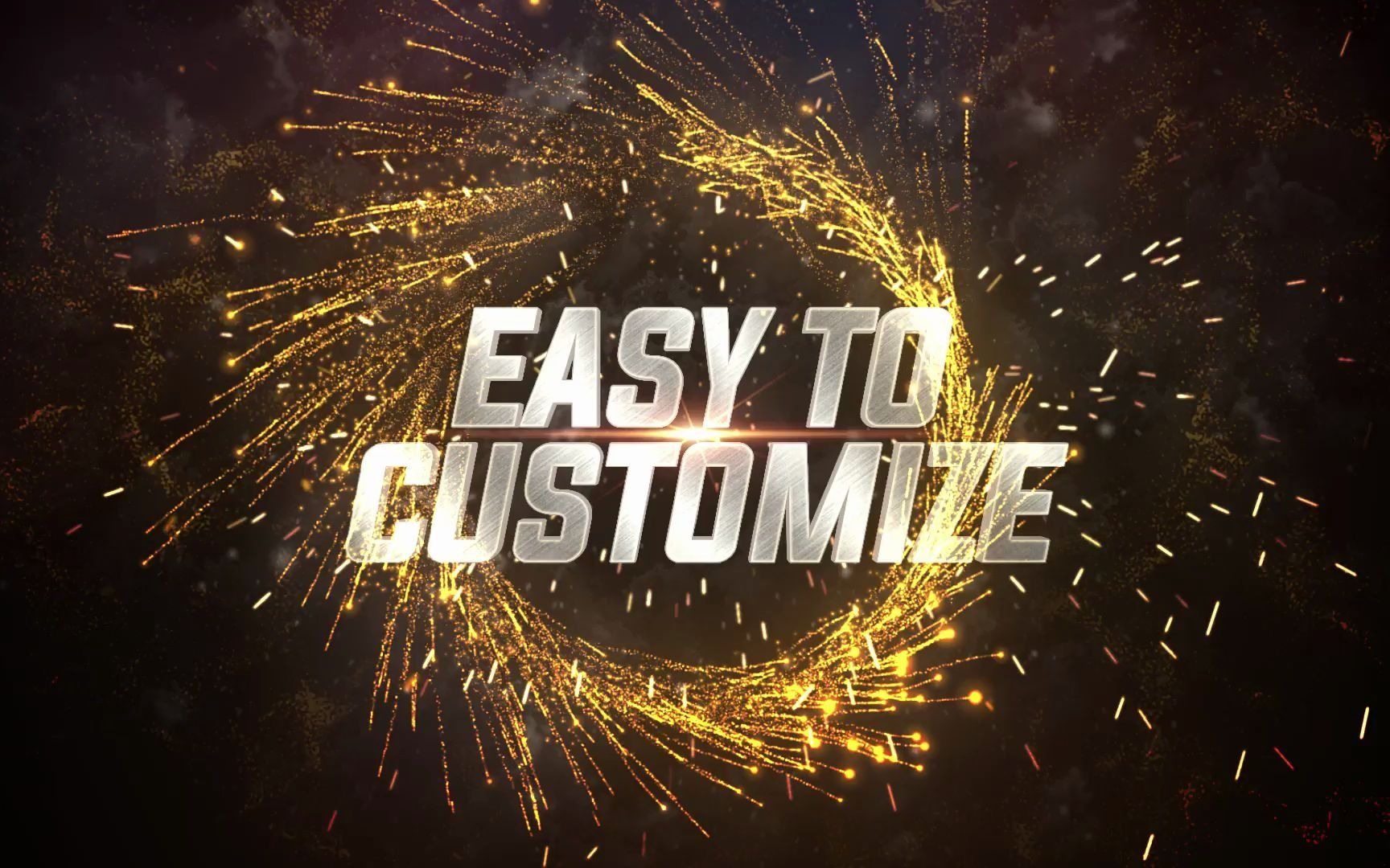 z464 震撼大气金色粒子环绕3D金属钢铁质感文字特效字幕电影游戏...