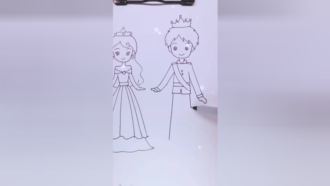 简笔画卡通 王子与公主