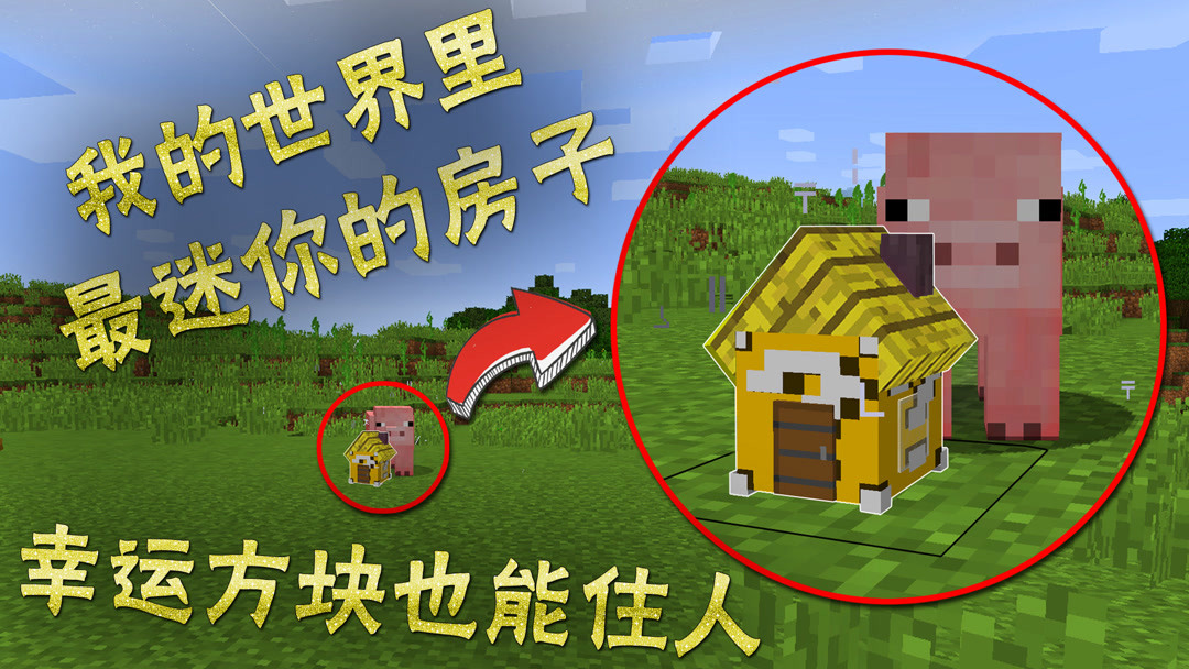小橙子姐姐我的世界最小最迷你的房子 幸运方块! 里面还能住人!